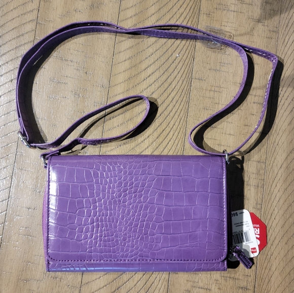 mundi | Bags | Mundi Rfid Crossbody Flap Organizer Purple Classic Croco ...